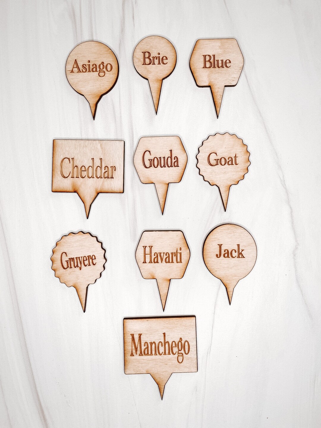 Classic Wooden Cheese Markers Labels Set of 12 Charcuterie Accessories ...