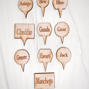 Classic Wooden Cheese Markers Labels Set of 12 Charcuterie Accessories ...