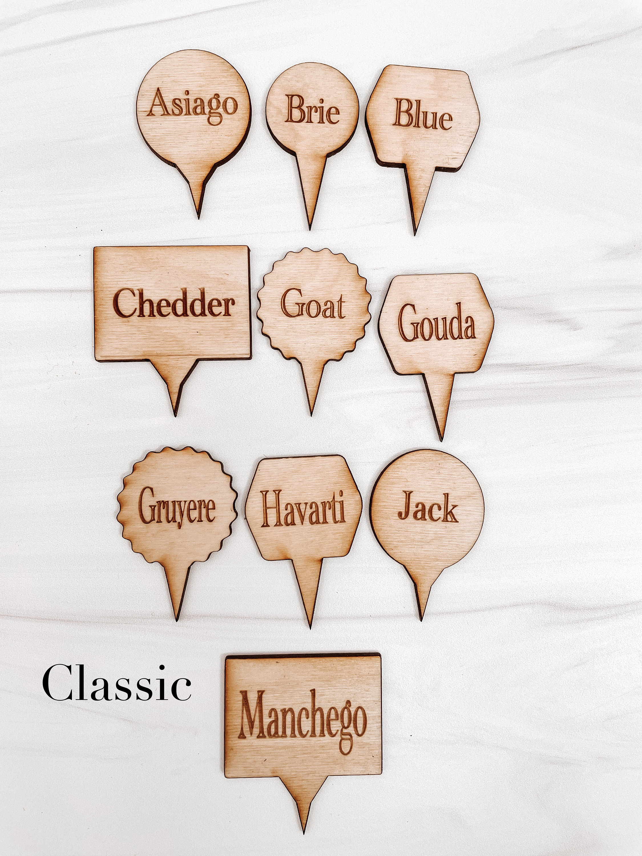 Classic Wooden Cheese Markers Labels Set of 12 Charcuterie Accessories ...
