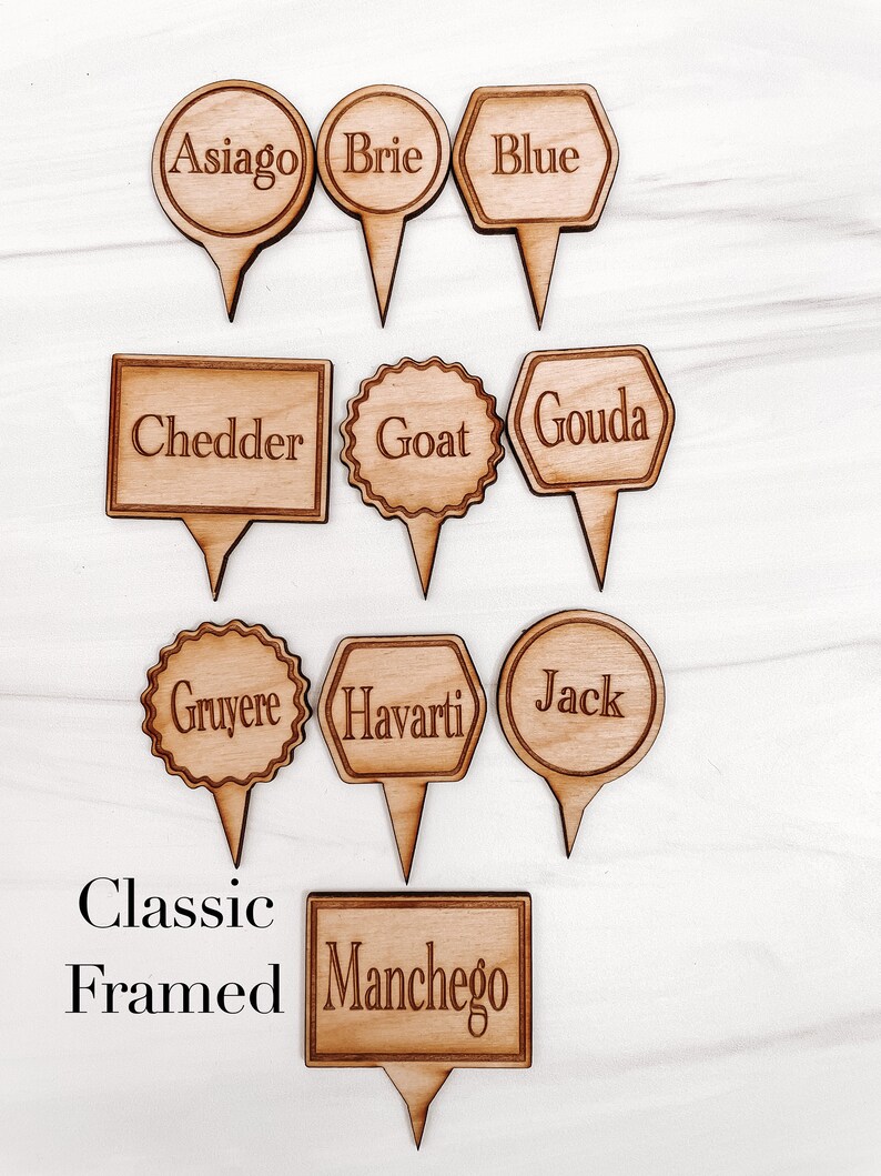 Classic Wooden Cheese Markers Labels Set of 12 Charcuterie Accessories ...