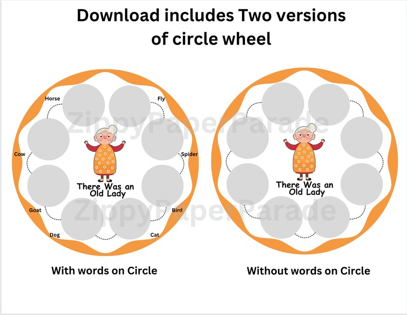 There Was an Old Lady Story Circle Activity Digital Download ...