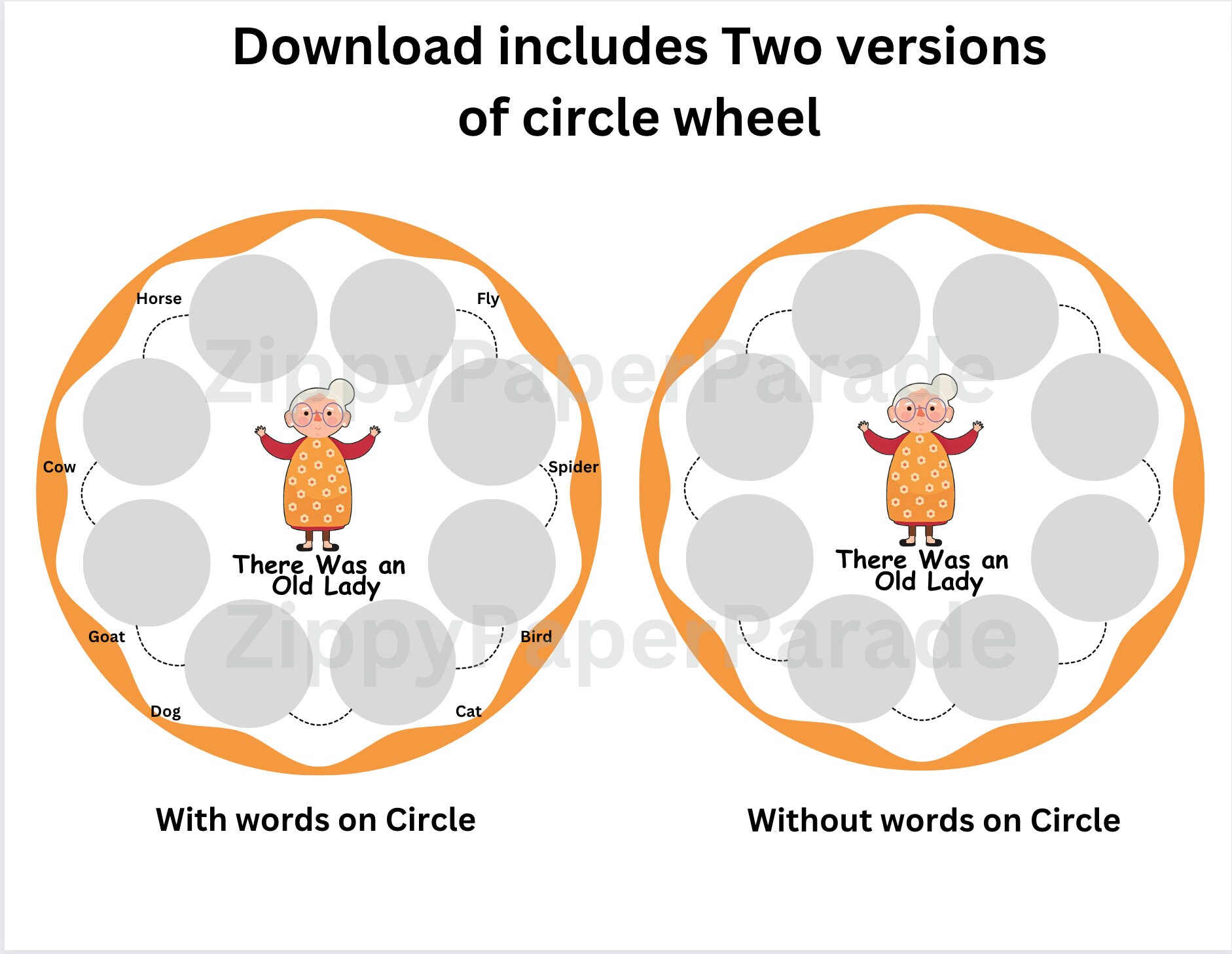 There Was an Old Lady Story Circle Activity Digital Download ...
