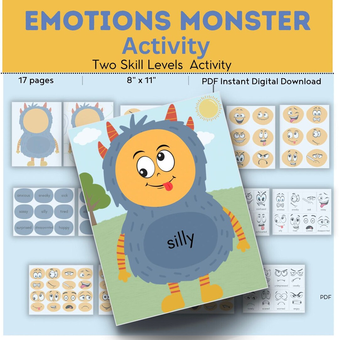 Emotions Monster DIGITAL DOWNLOAD // Printable Acitivity // Preschool ...