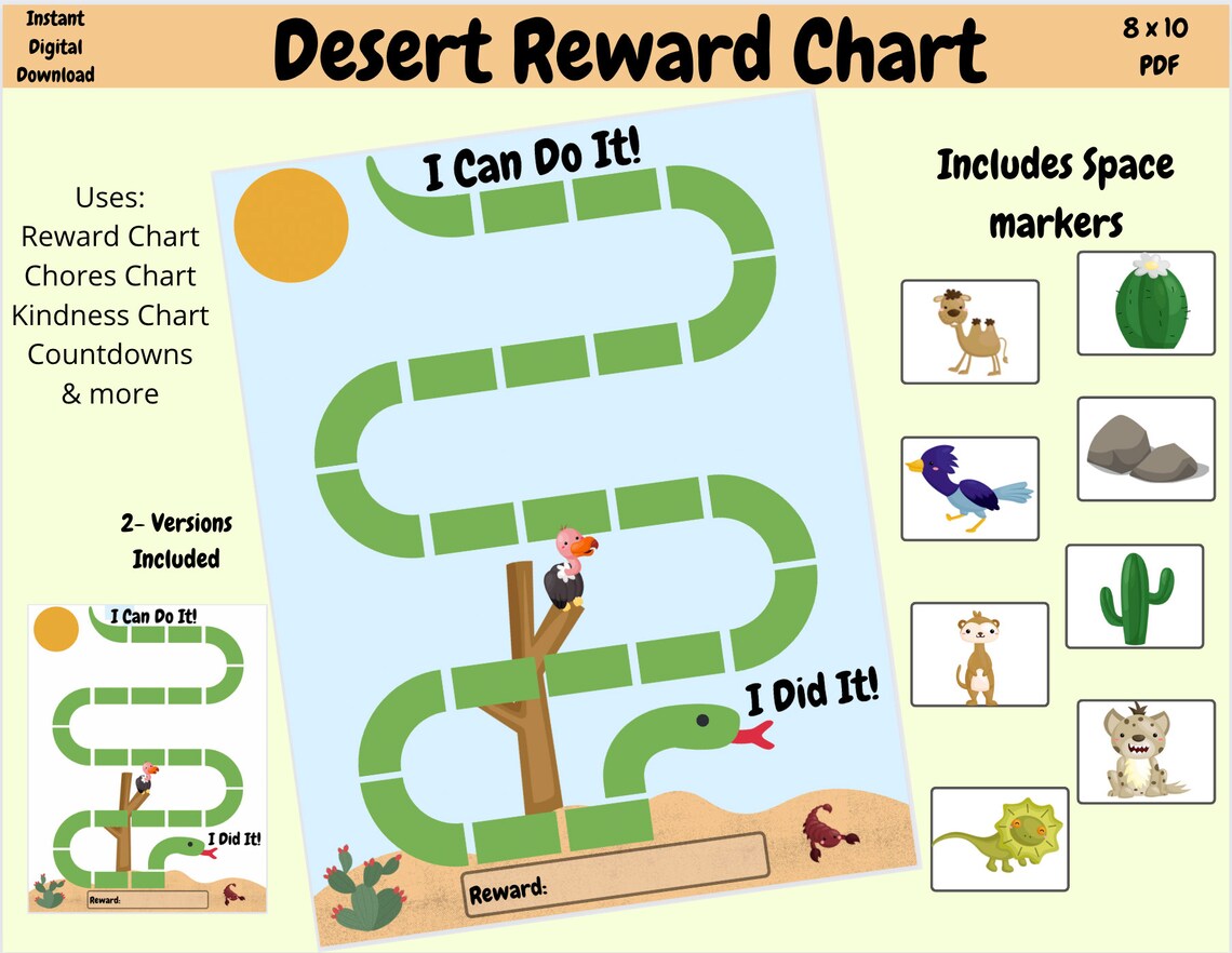 Desert Reward Chart DIGITAL DOWNLOAD // Printable Behavior - Etsy