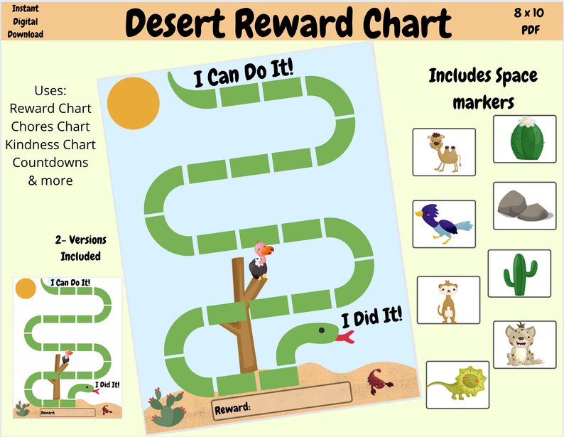 Desert Reward Chart DIGITAL DOWNLOAD // Printable Behavior - Etsy