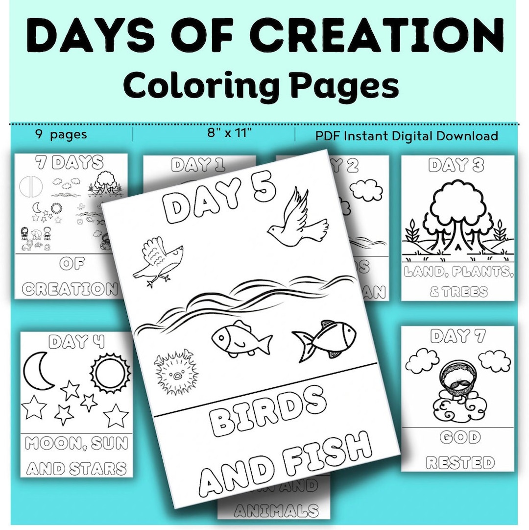 The 7 Days of Creation Coloring Posters Printables // Days of Creation ...