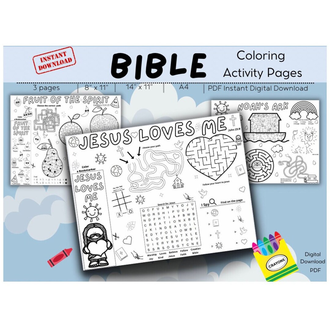 Bible Stories Activity Coloring Pages DIGITAL DOWNLOAD // - Etsy