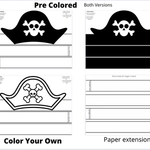 Pirate Paper Hat Set // Pirate Crown // Pirate Hat // Birthday Party ...