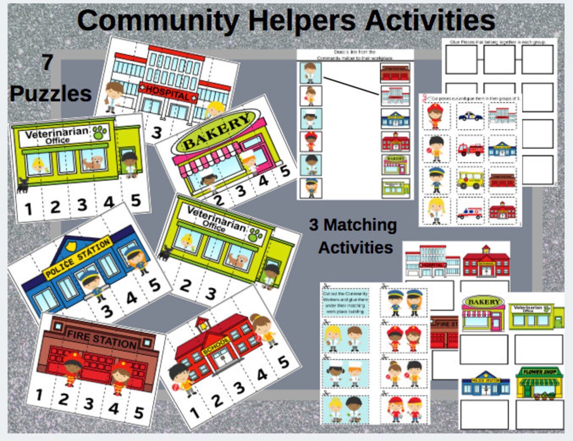 Community Helpers Printable Downloads // Matching Game // - Etsy