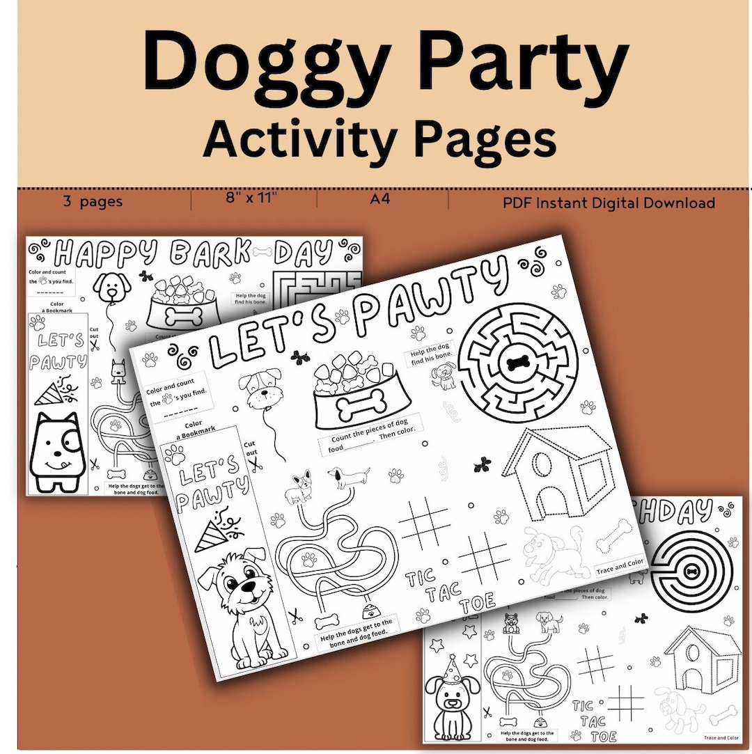 Dog Activity Coloring Pages DIGITAL DOWNLOAD // Printable Activity ...