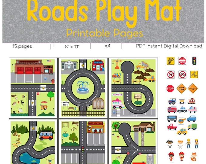 Car Play Mat - Fold up Travel Road Activity - Matchbox/hotwheel Toy ...