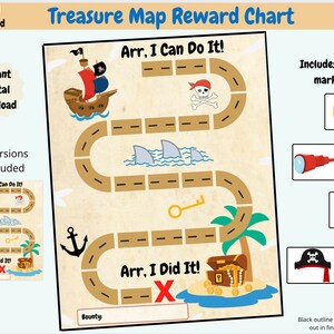 Treasure Map Pirate Map Reward Chart DIGITAL DOWNLOAD // - Etsy