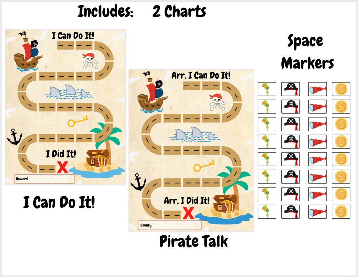 Treasure Map Pirate Map Reward Chart DIGITAL DOWNLOAD // Printable ...