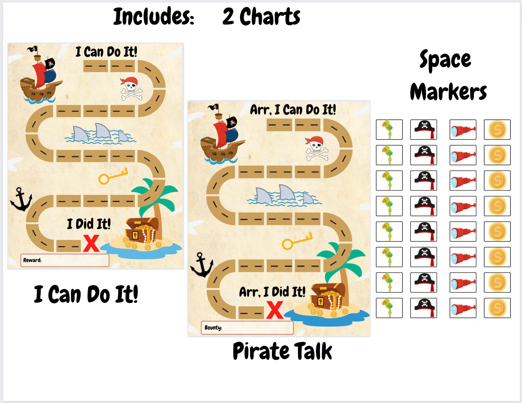Treasure Map Pirate Map Reward Chart DIGITAL DOWNLOAD // Printable ...
