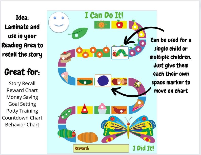 Caterpillar Reward Chart DIGITAL DOWNLOAD // Printable Behavior Chart ...