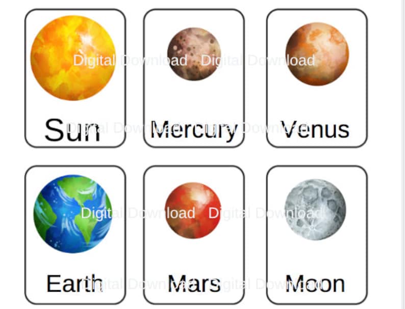 Solar System Flashcards 3 Part Card Set Digital Download // Solar ...