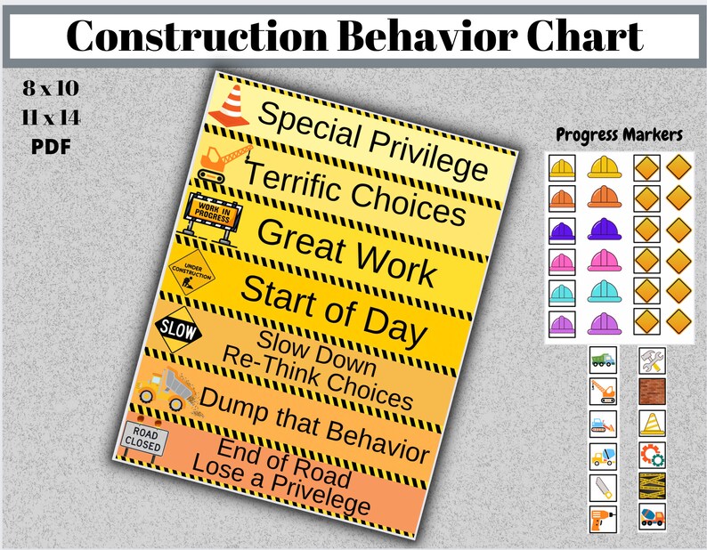Construction Behavior Reward Chart DIGITAL DOWNLOAD // Trucks - Etsy