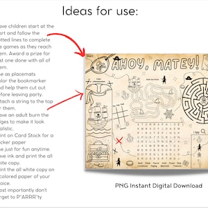 Treasure Map Pirate Map DIGITAL DOWNLOAD // Printable Activity ...