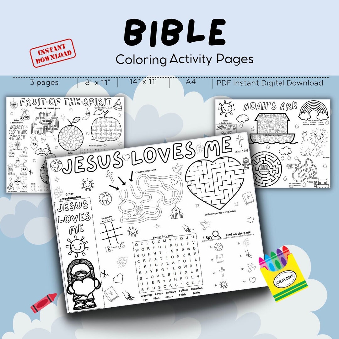 Bible Stories Activity Coloring Pages DIGITAL DOWNLOAD // Printable ...