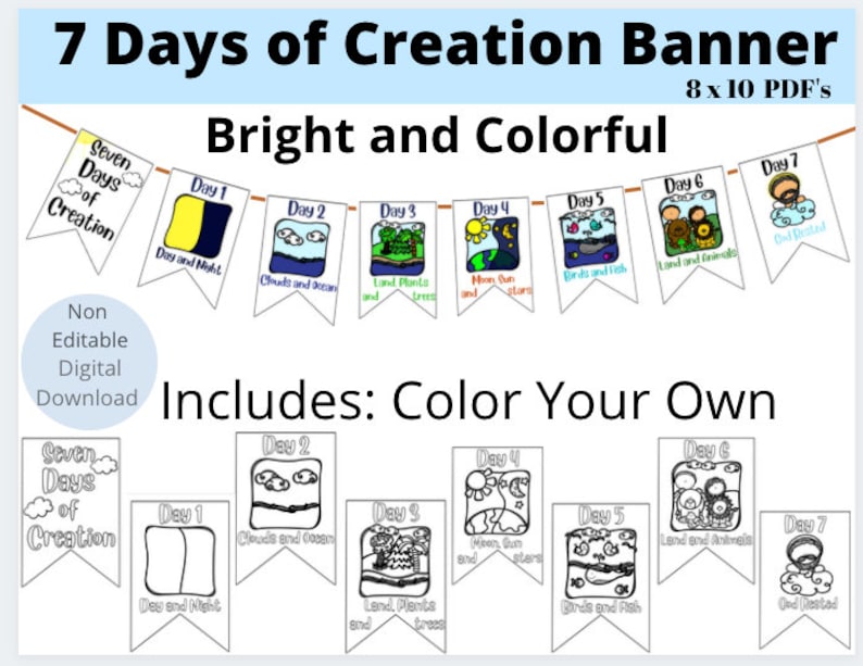 The 7 Days of Creation Banner Printables // Days of Creation ...
