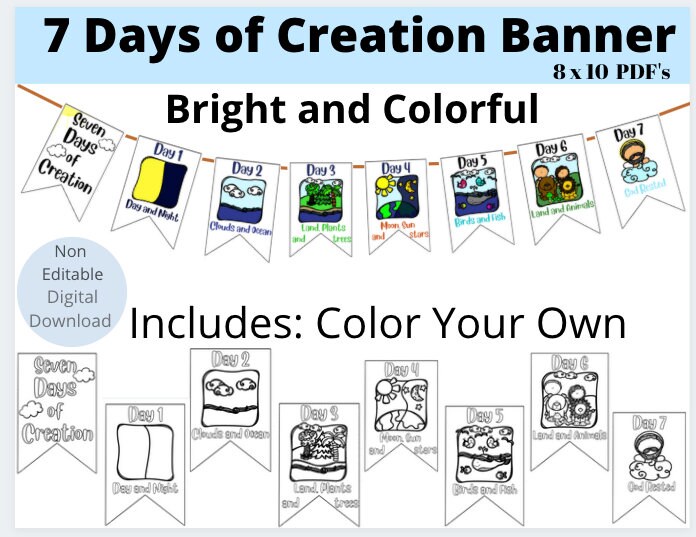 The 7 Days of Creation Banner Printables // Days of Creation ...