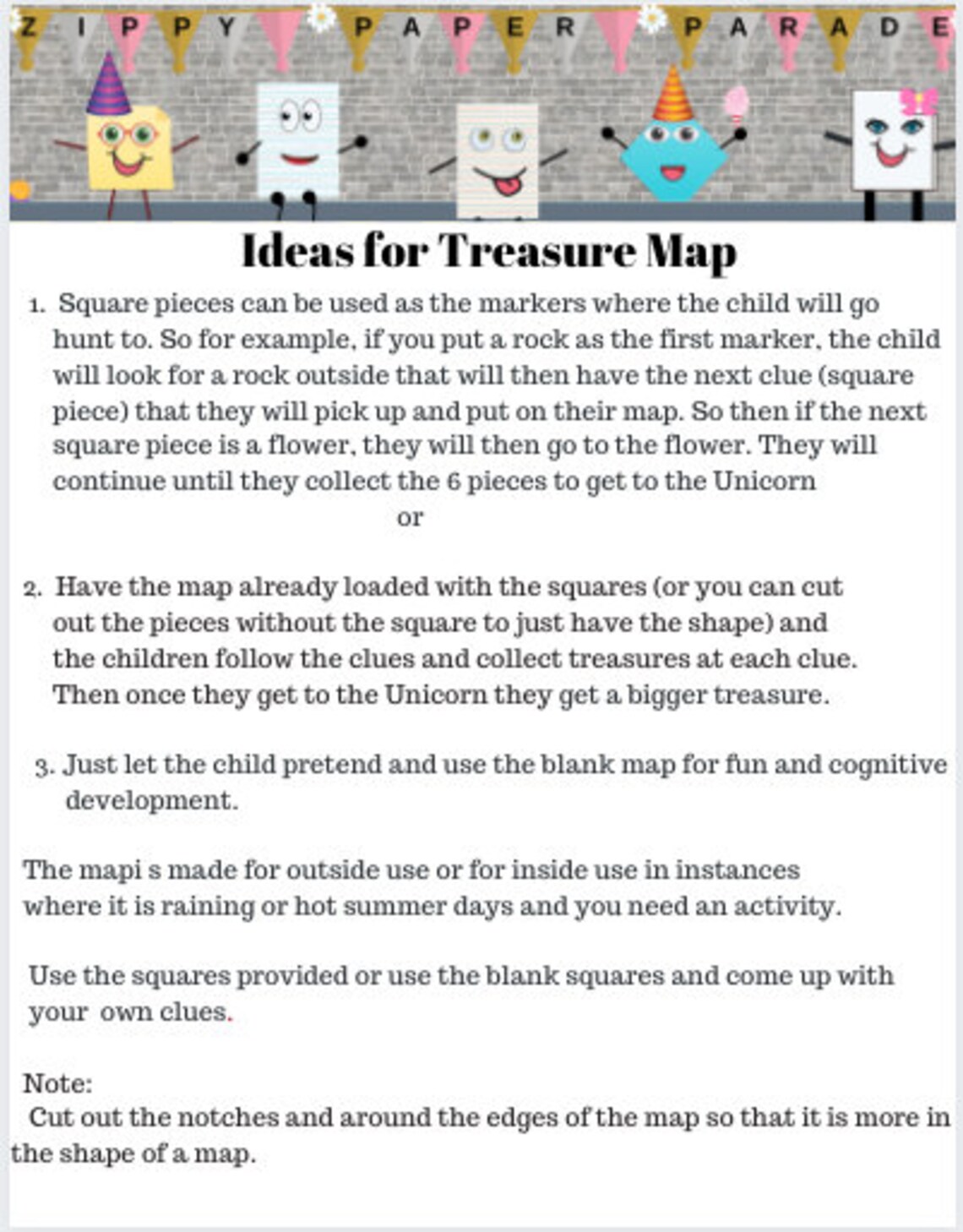 Treasure Map Rainbow Pirate Map DIGITAL DOWNLOAD // Printable Acitivity ...