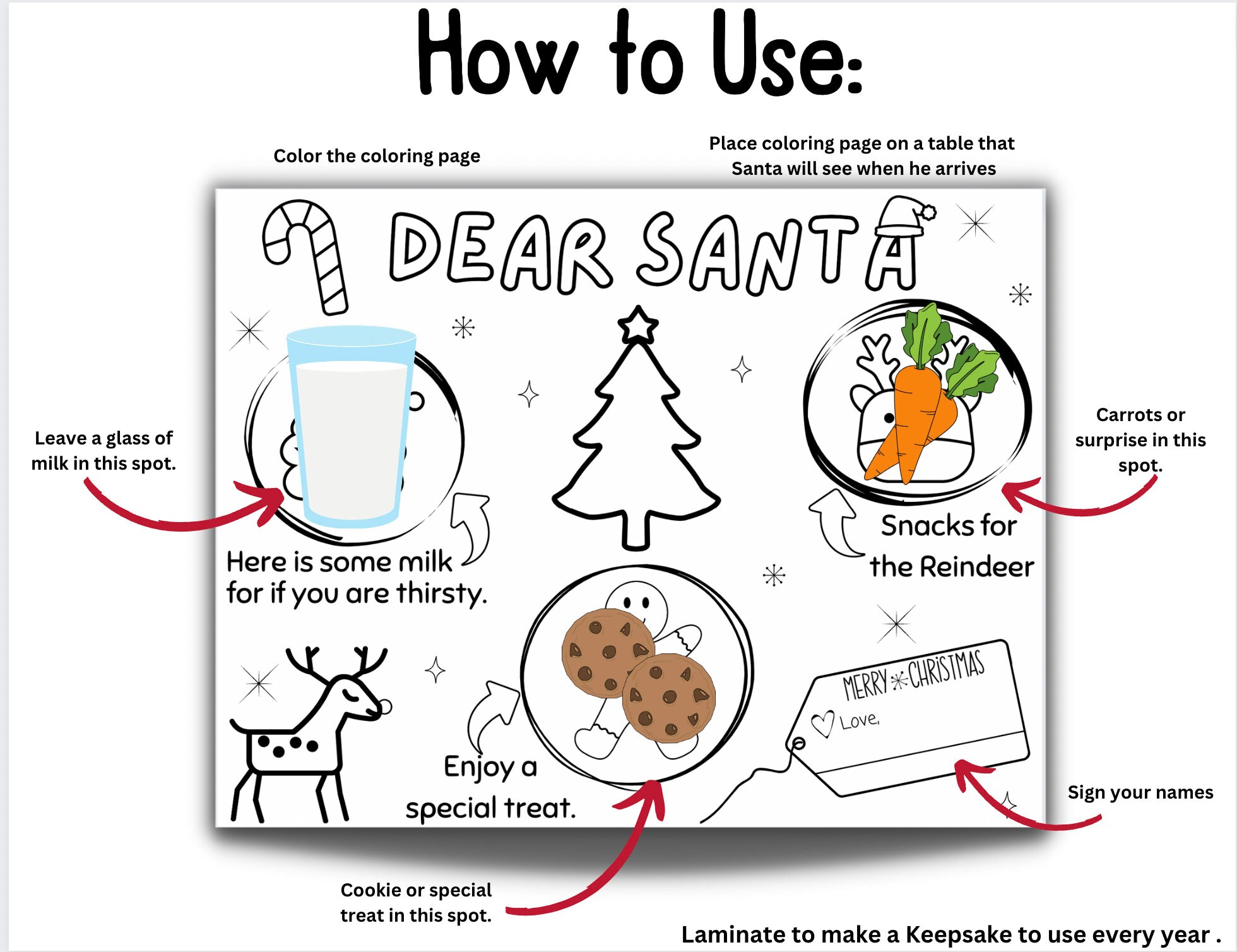 Santa Cookie Tray Coloring Page Download // Printable Activity ...