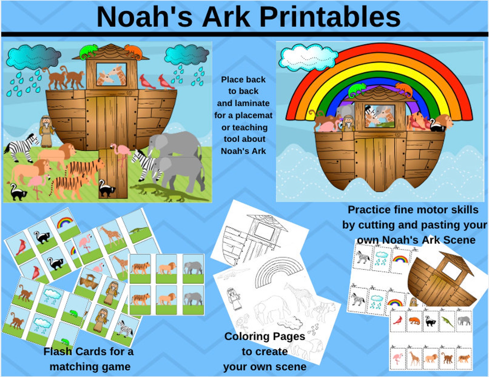 Noah's Ark Printable Downloads // Matching Game // Worksheet // Memory ...