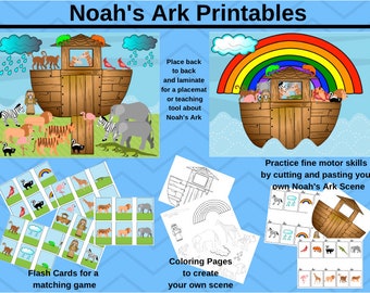 Noah's Ark Bible Memory Match Cards for Kids, Memory Game for Toddlers ...