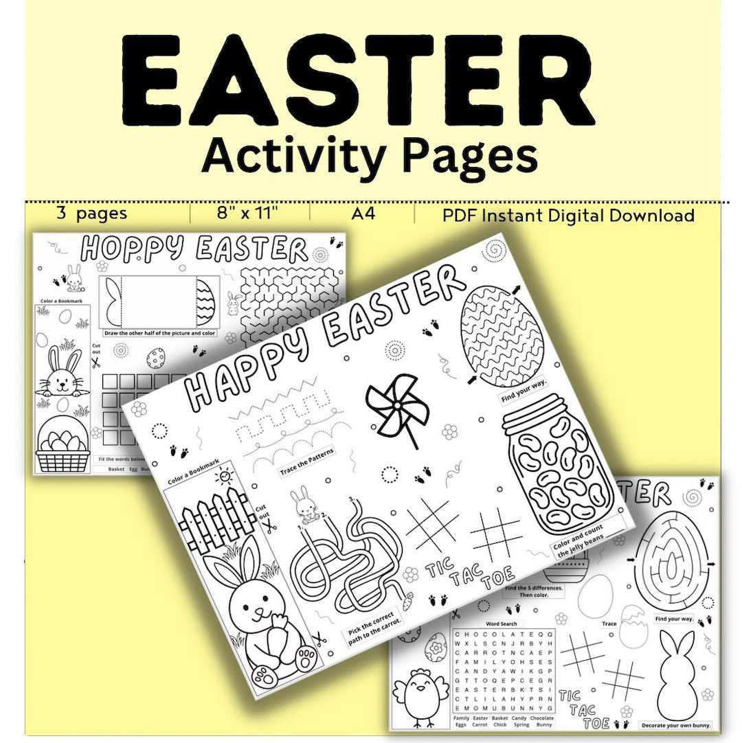 Easter Activity Coloring Pages DIGITAL DOWNLOAD // Printable Activity ...
