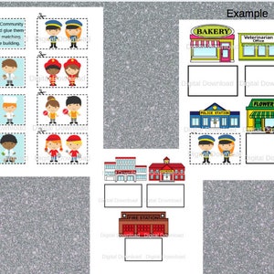 Community Helpers Printable Downloads // Matching Game // Worksheets ...