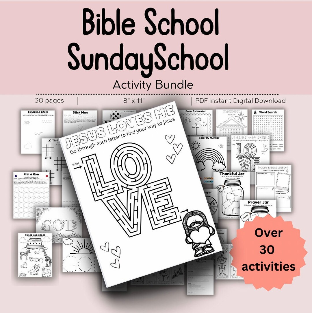 Sunday School Bible Stories Activity Coloring Pages // Church Activity ...