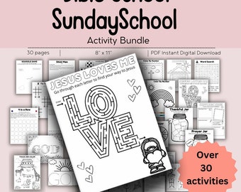 Sunday School Bible Stories Activity Coloring Pages // Church Activity ...