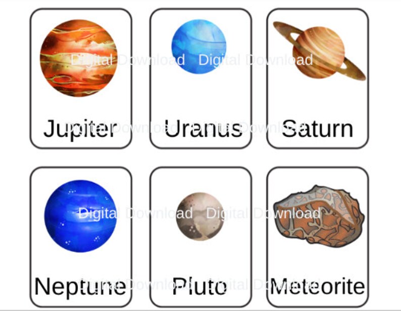 Solar System Flashcards 3 Part Card Set Digital Download // Solar ...