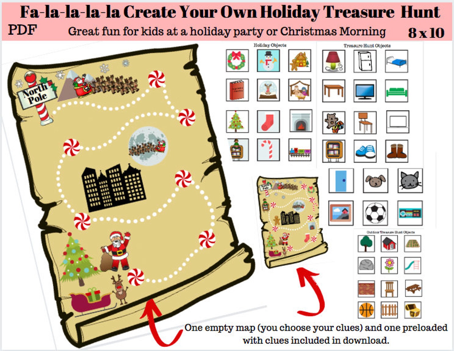 Christmas Treasure Map Santa Map DIGITAL DOWNLOAD // Printable Activity ...