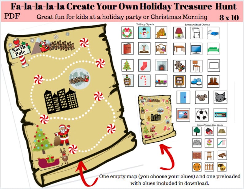 Christmas Treasure Map Santa Map DIGITAL DOWNLOAD // Printable Activity ...