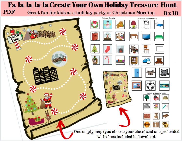 Christmas Treasure Map Santa Map DIGITAL DOWNLOAD // Printable Activity ...