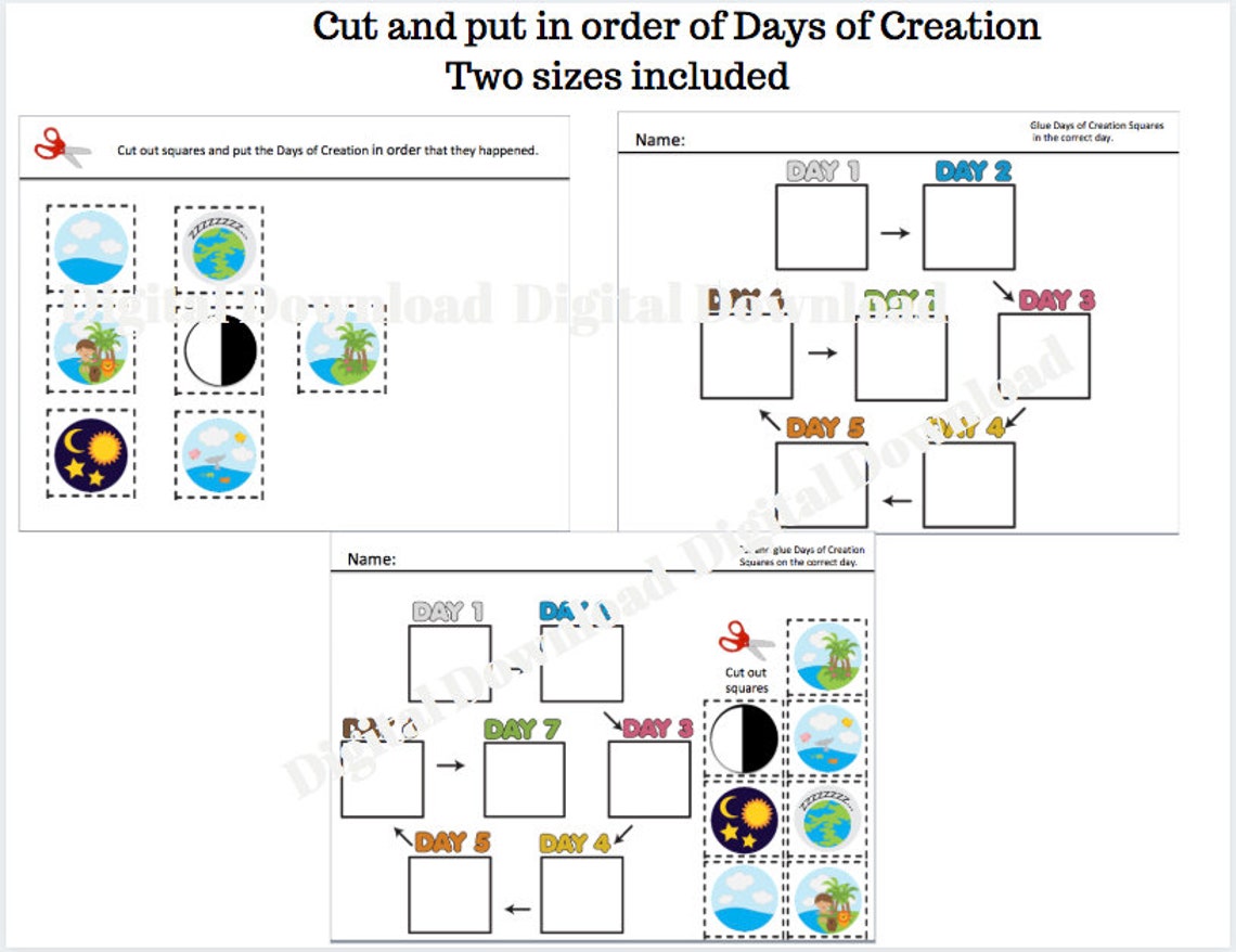 The 7 Days of Creation Activity Set Printables // Days of | Etsy Canada
