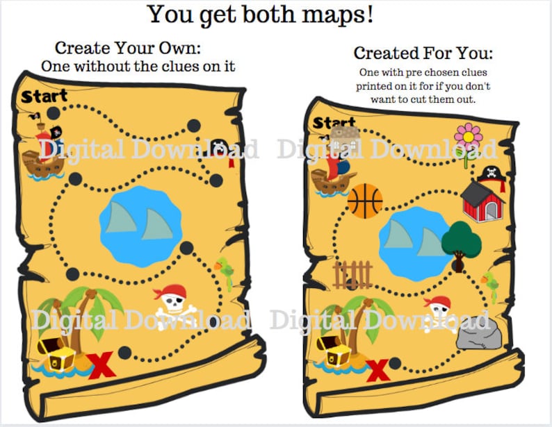 Mapa del tesoro Mapa pirata DESCARGA DIGITAL // Actividad imprimible ...