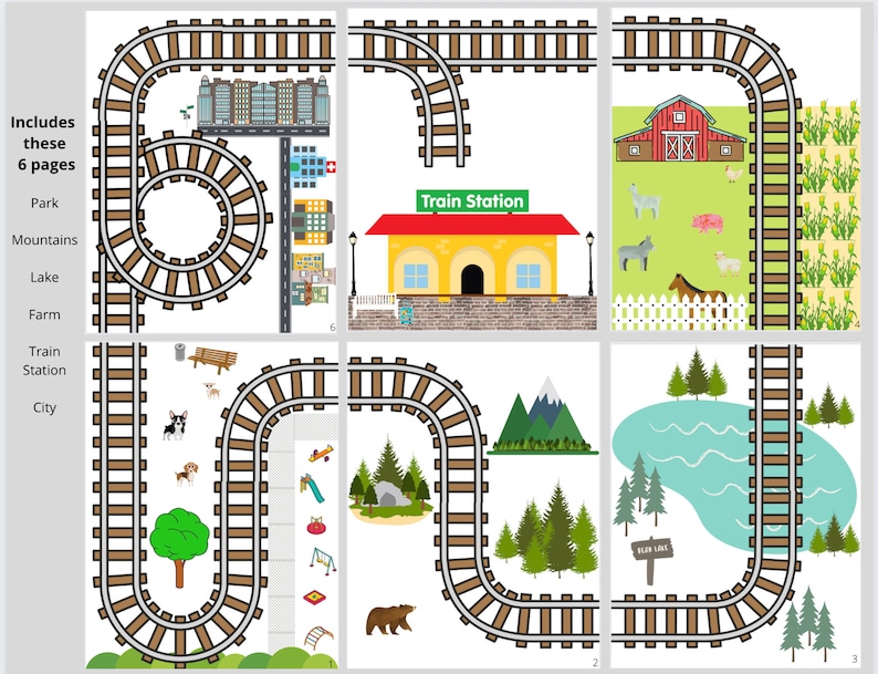 Train Play Mat Printable Set // Cars // Downloads // Trains ...