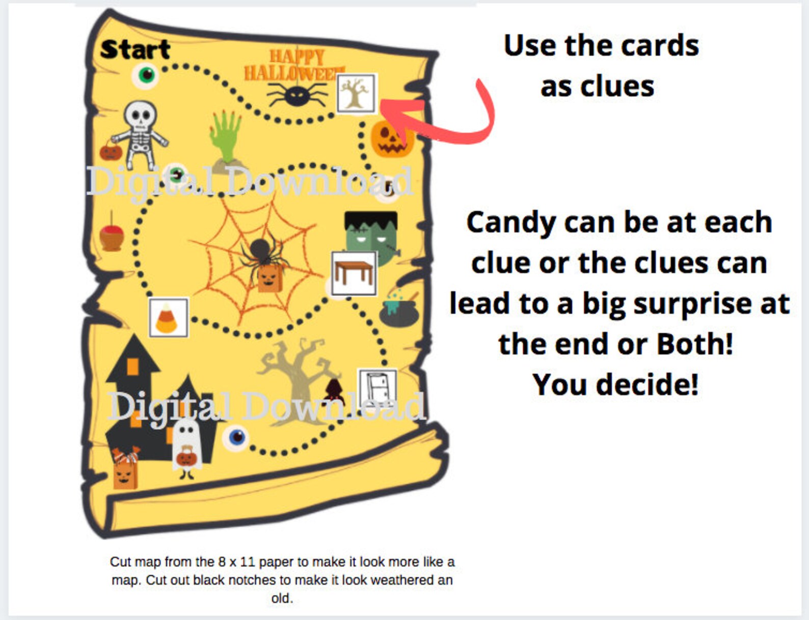 Halloween Treasure Map DIGITAL DOWNLOAD // Printable Acitivity ...