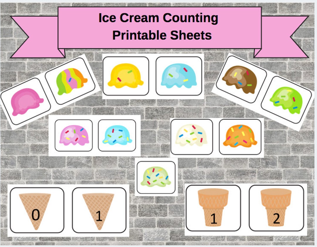 Descargas imprimibles de conteo de helados // Contar // - Etsy España