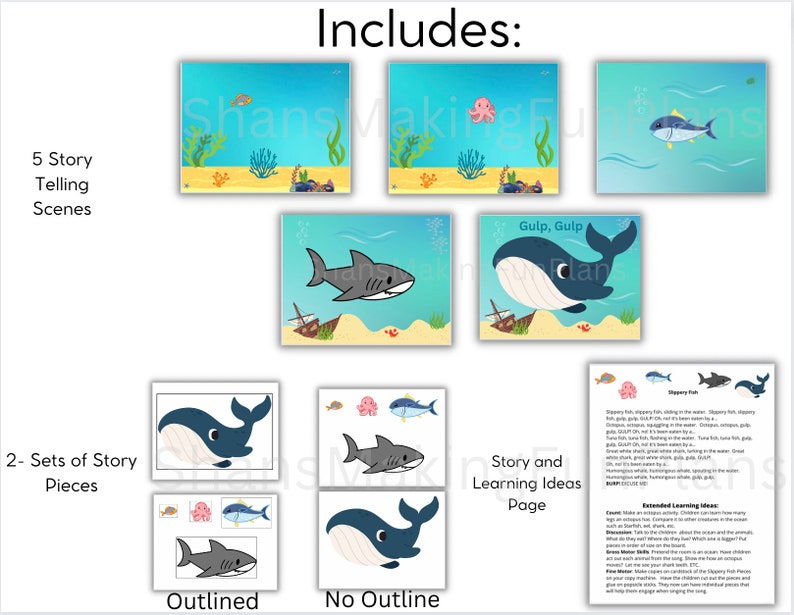 Slippery Fish Printable Set // Ocean // Downloads // Shark // Pretend ...