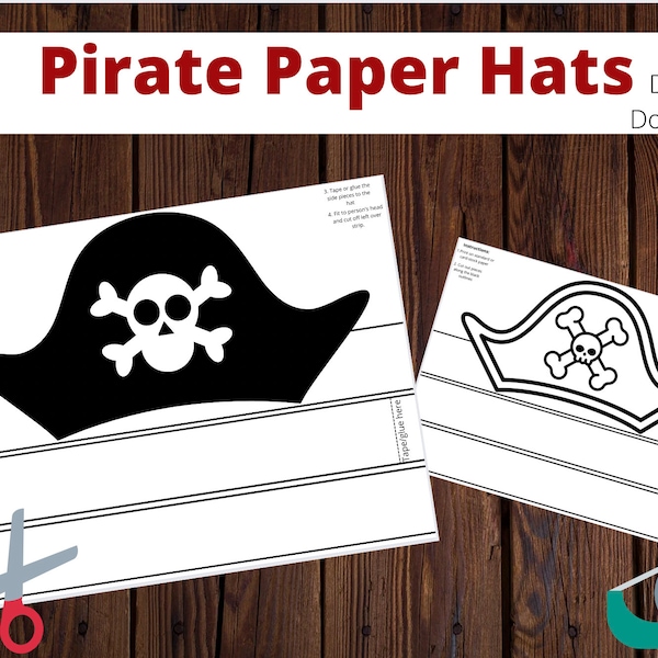 Pirate Paper Hat Set // Pirate Crown // Pirate Hat // Birthday Party ...