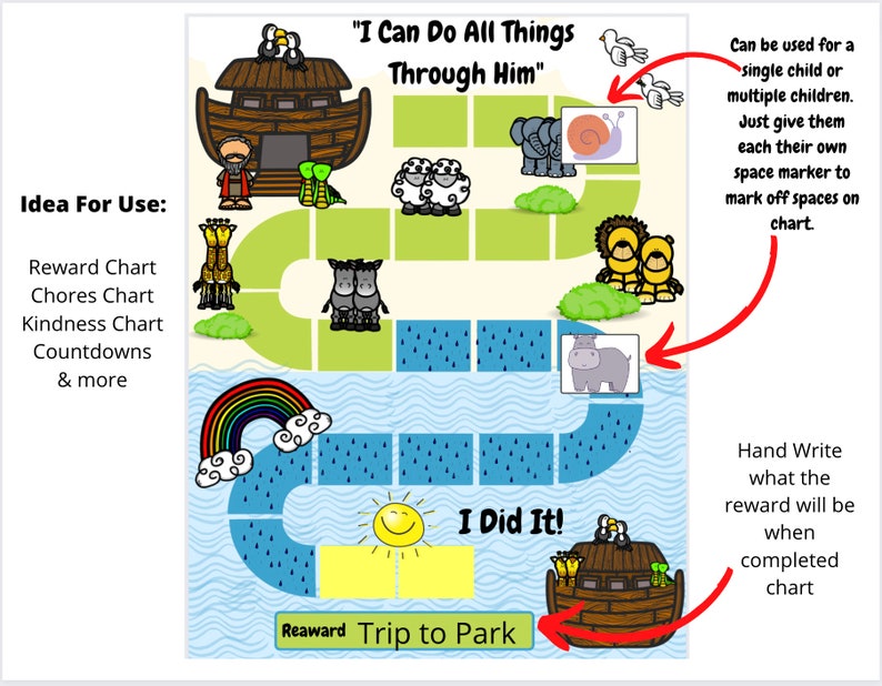Noah's Ark Reward Chart DIGITAL DOWNLOAD // Printable Behavior Chart ...