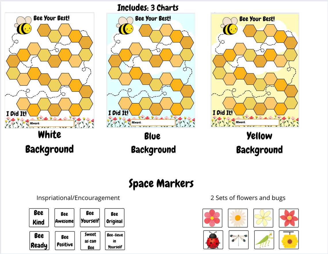 Bee Reward Chart DIGITAL DOWNLOAD // Printable Behavior Chart ...