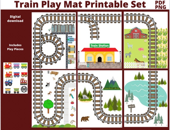 Train Play Mat Printable Set // Cars // Downloads // Trains // - Etsy