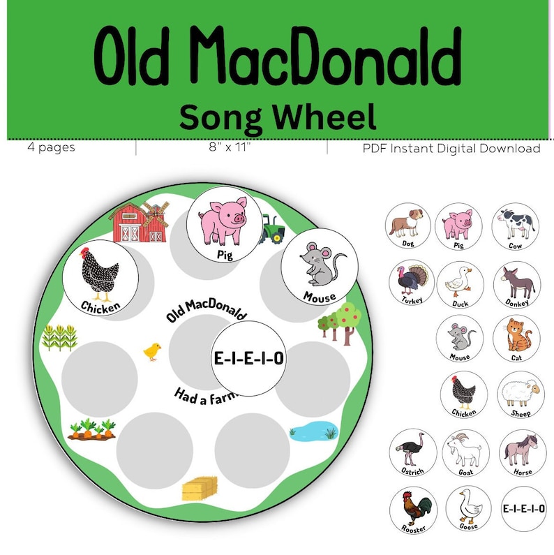 Old Macdonald Had a Farm Song Circle Activity Digital Download ...