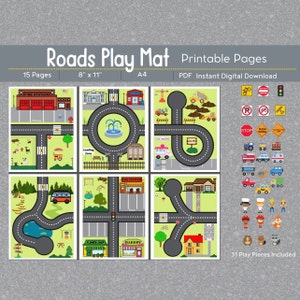 Car Play Mat Printable Set // Cars // Downloads // Roads // - Etsy