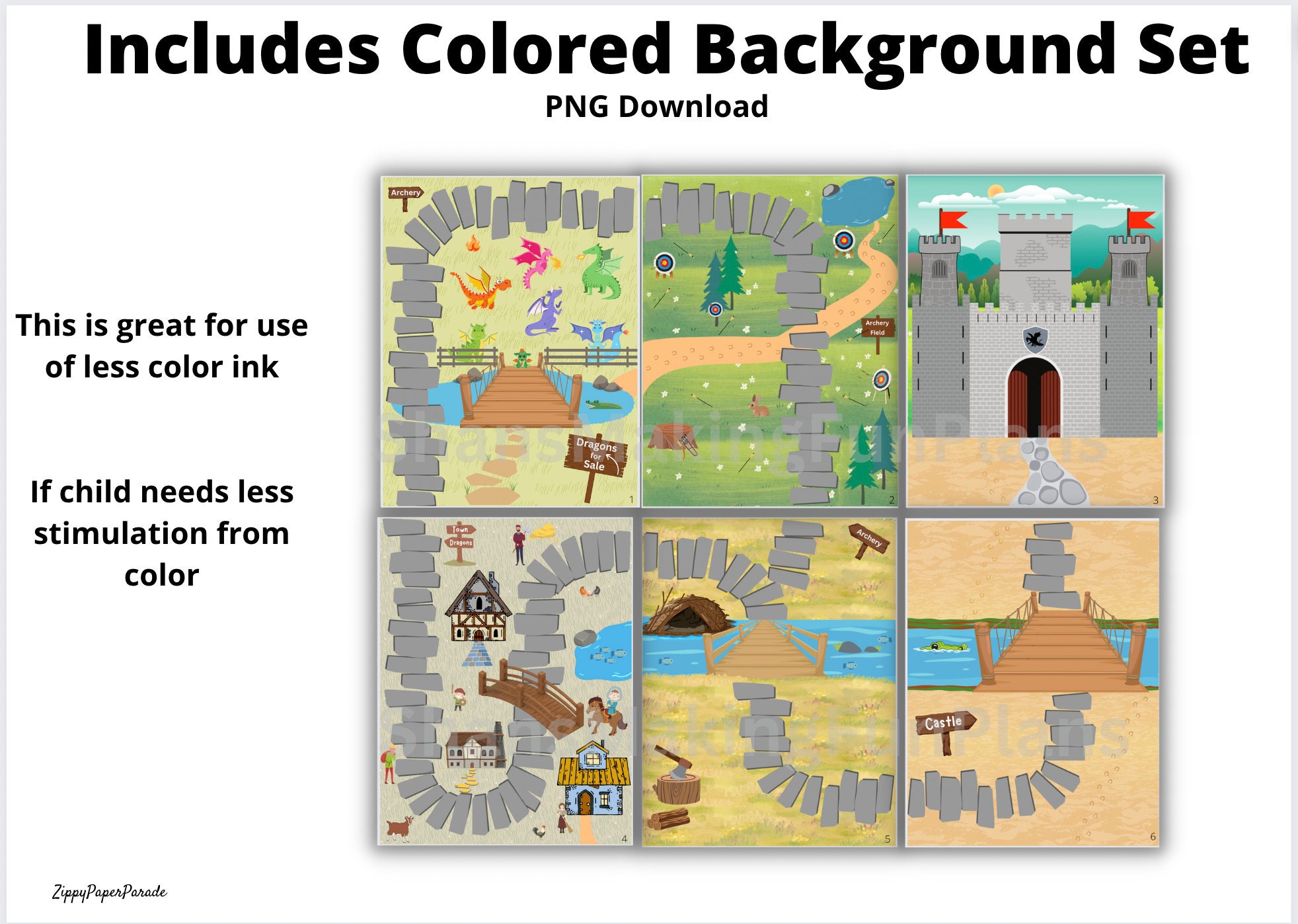 Castle and Dragons Play Mat Printable Set // Castle // Downloads ...